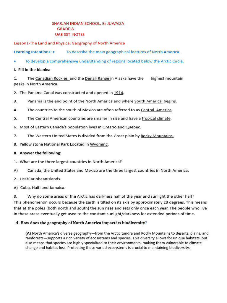 L - 1 Land and Physical Geography of North America | PDF