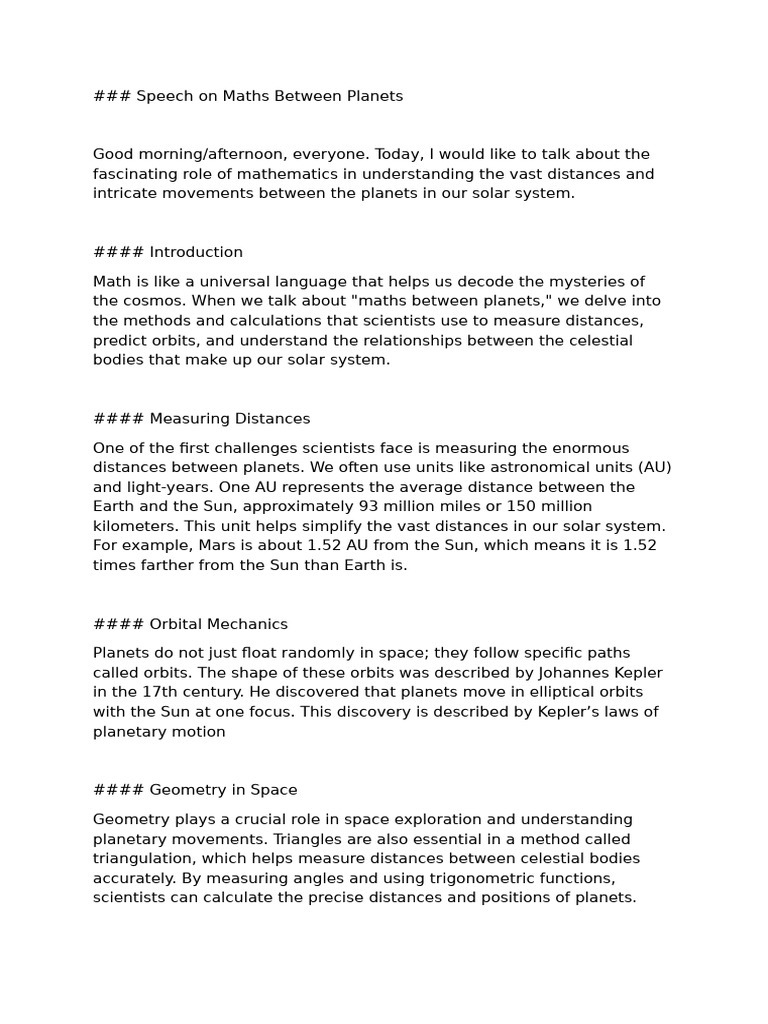 Maths in Space | PDF