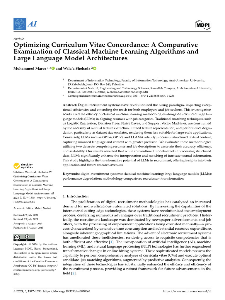 Optimizing Curriculum Vitae Concordance A Comparat | PDF | Machine ...