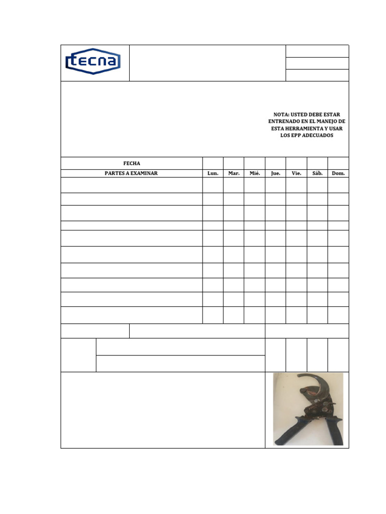 Inspeccion de Cizalla Manual | PDF