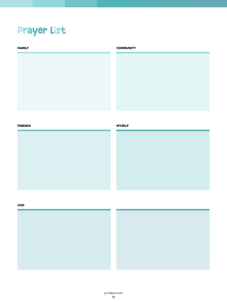 Prayer List Printable PrintBlame Version 8 1 | PDF