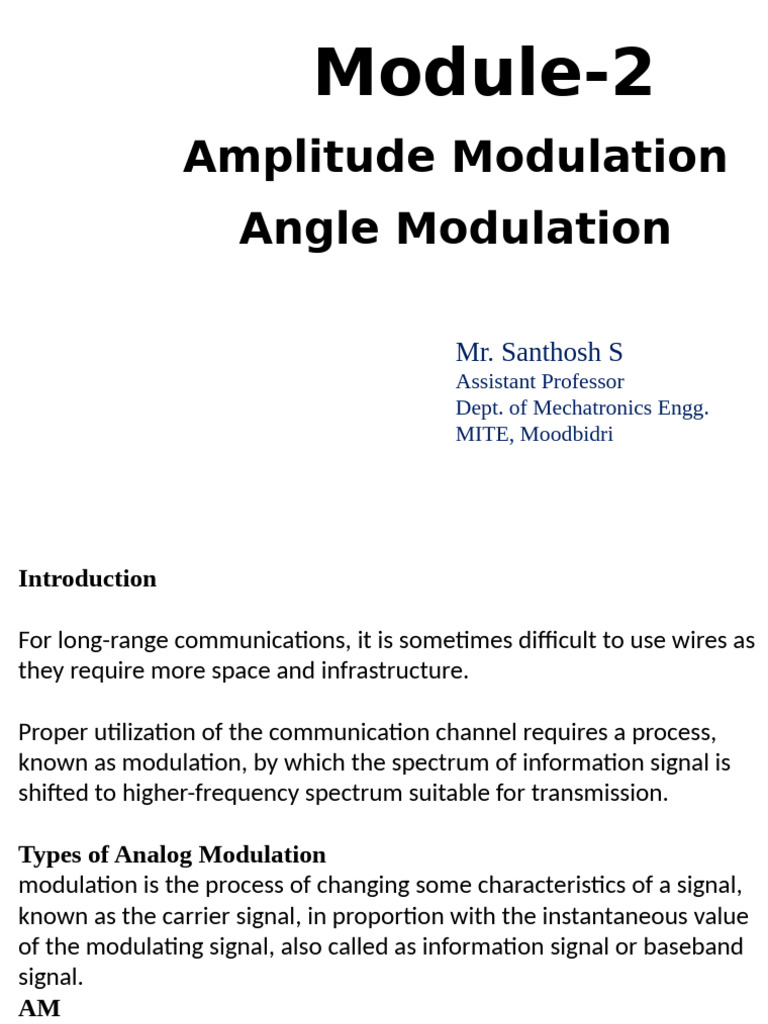Module-2 PPT Amplitude Modulation | PDF