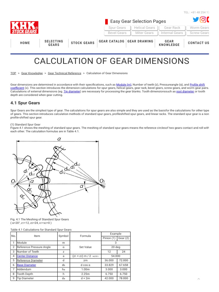 Calculation of Gear Dimensions - KHK | PDF | Gear | Helix