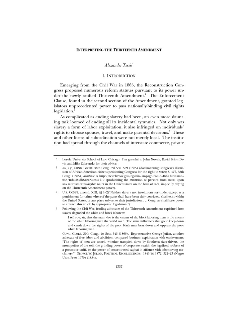 Thirteenth Amendment Analysis | PDF | Thirteenth Amendment To The ...