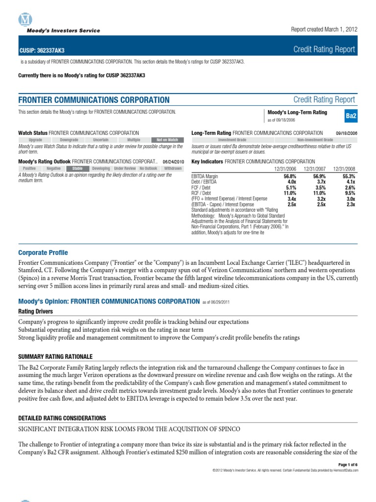 GTE North Moodys Report | PDF | Moody's Investors Service | Credit Rating