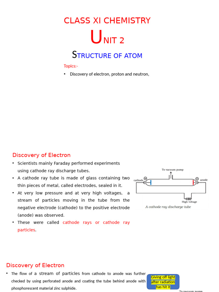 Class 11 Chemistry: Atomic Structure | PDF | Emission Spectrum | Photoelectric Effect