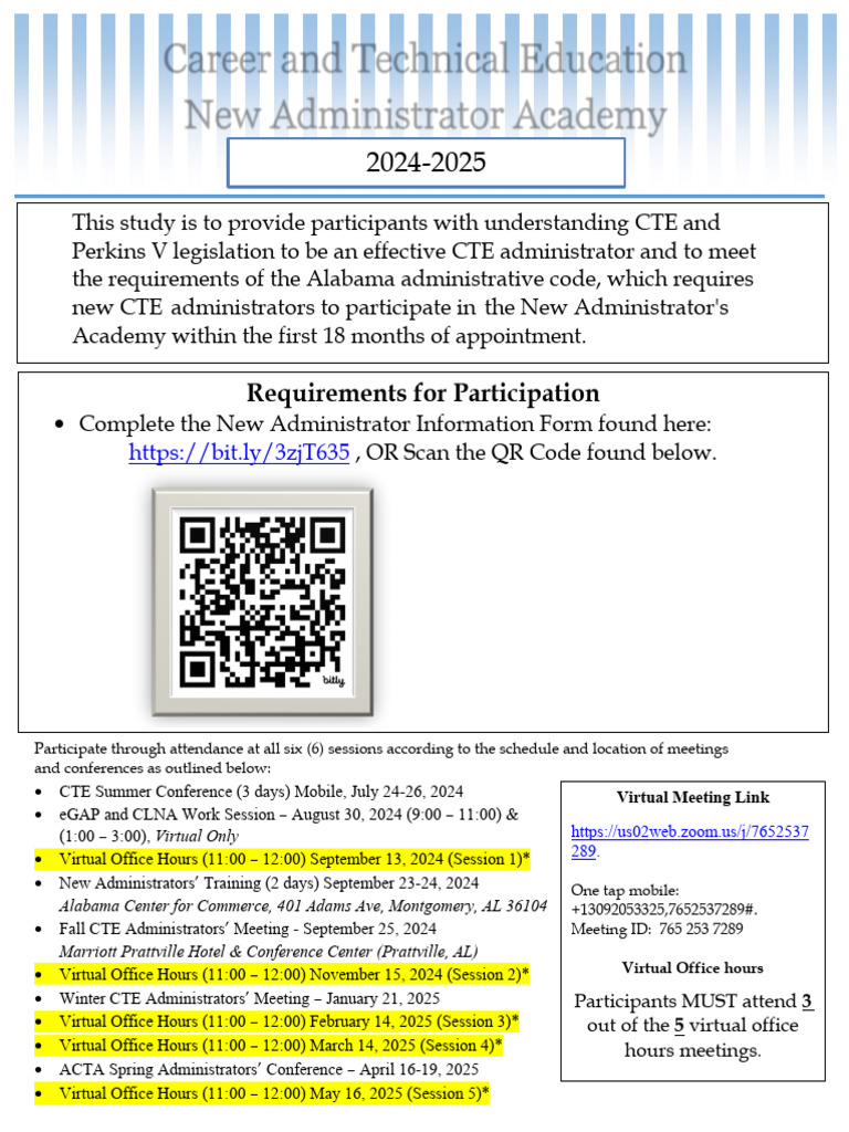 Alabama CTE Conference Schedule 2024-2025 | PDF