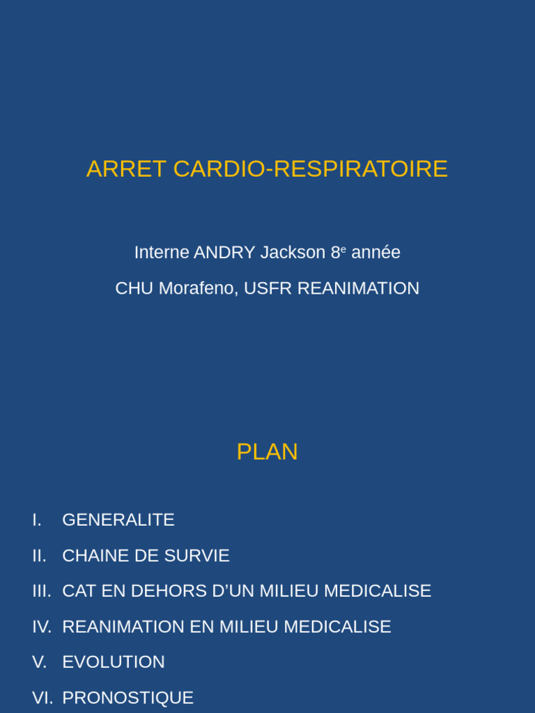 Arrêt Cardio-Respiratoire : Protocoles et Pronostic | PDF | Réanimation ...