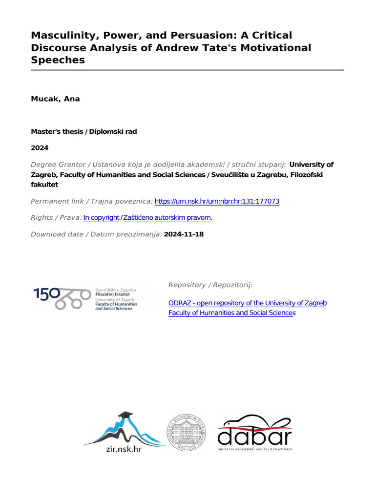 Mucak Masculinity Power and Persuasion - A Critical Discourse Analysis ...