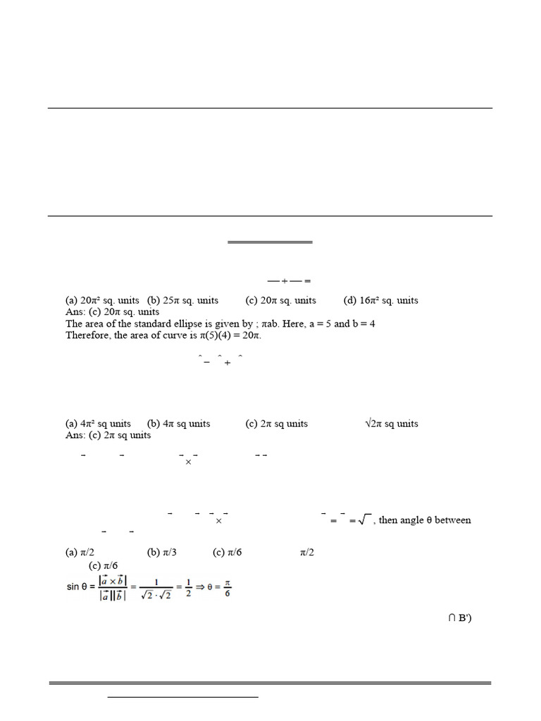 Class XII Mathematics Sample Paper 2025 | PDF | Area | Mathematical ...
