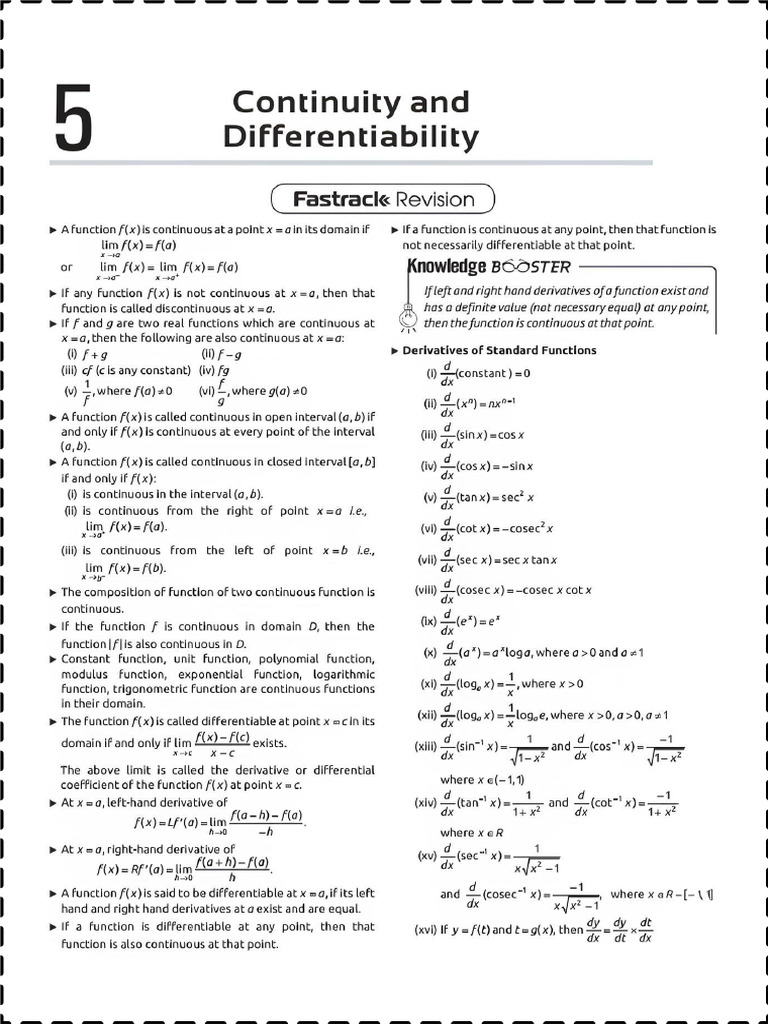 Chapter - 5 Continuity and Differentiability | PDF