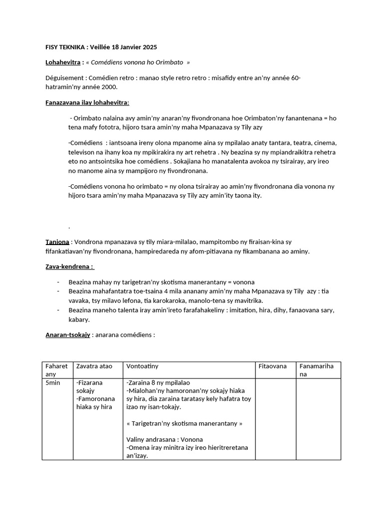 Fisy Teknika 18 Janvier 2025 | PDF