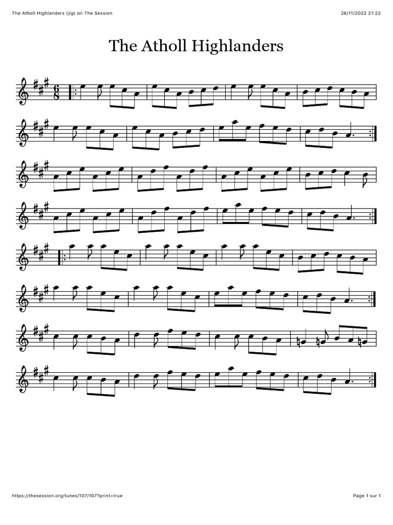 The Atholl Highlanders (Jig) On The Session | PDF