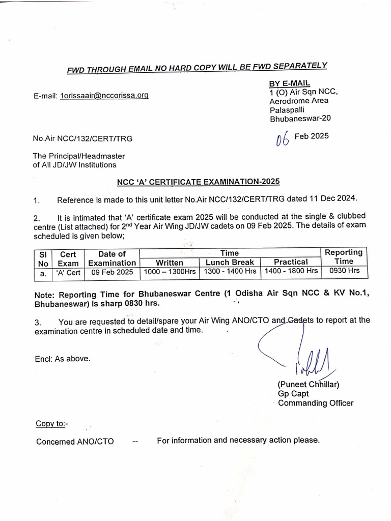 NCC 'A' Cert Exam 2025 | PDF