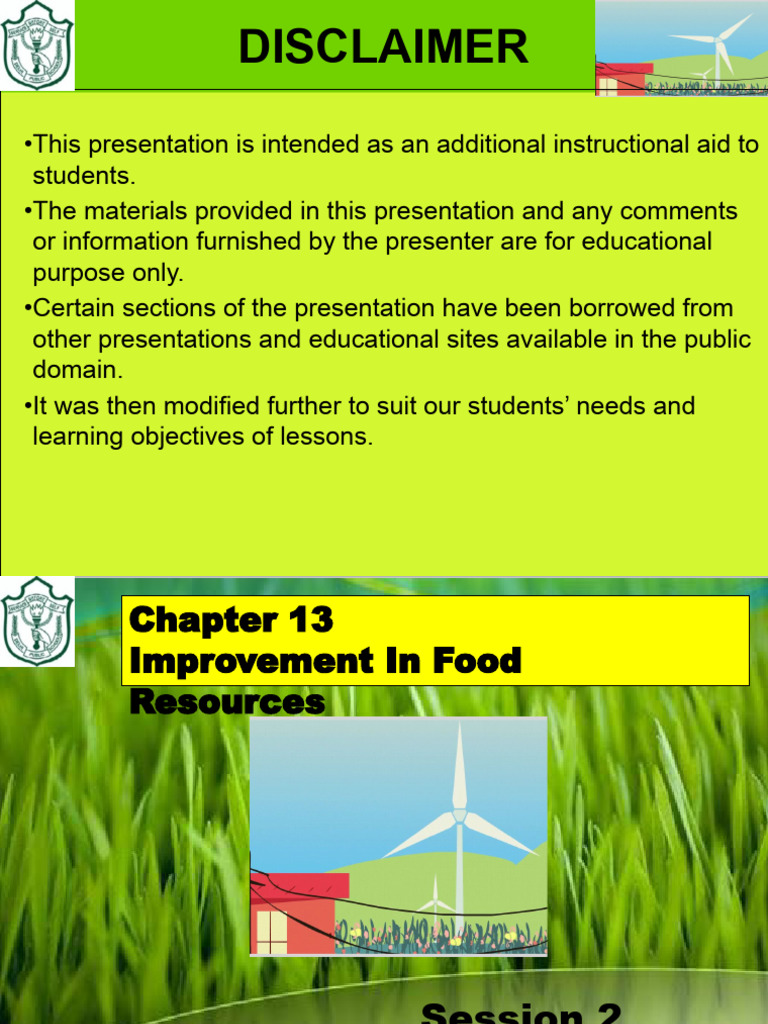 Class 9 - Bio - PPT 2 of 9 - Ls No. 13 - Improvement in Food Resources ...