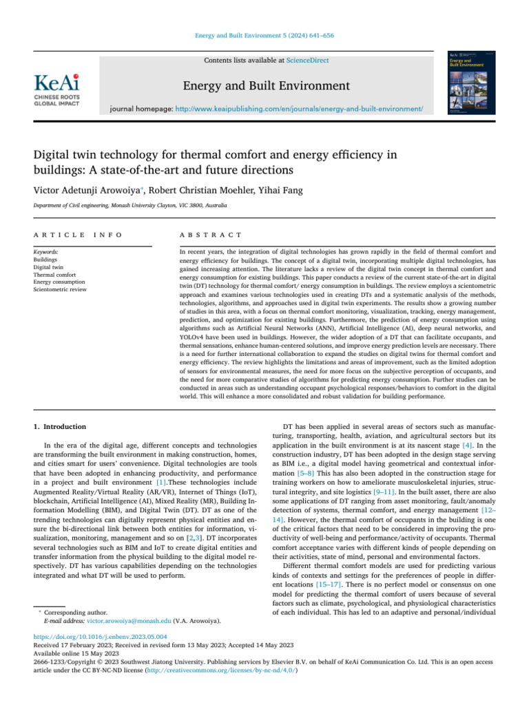 25-Arowoiya Et Al. - 2024 - Digital Twin Technology For Thermal Comfort ...