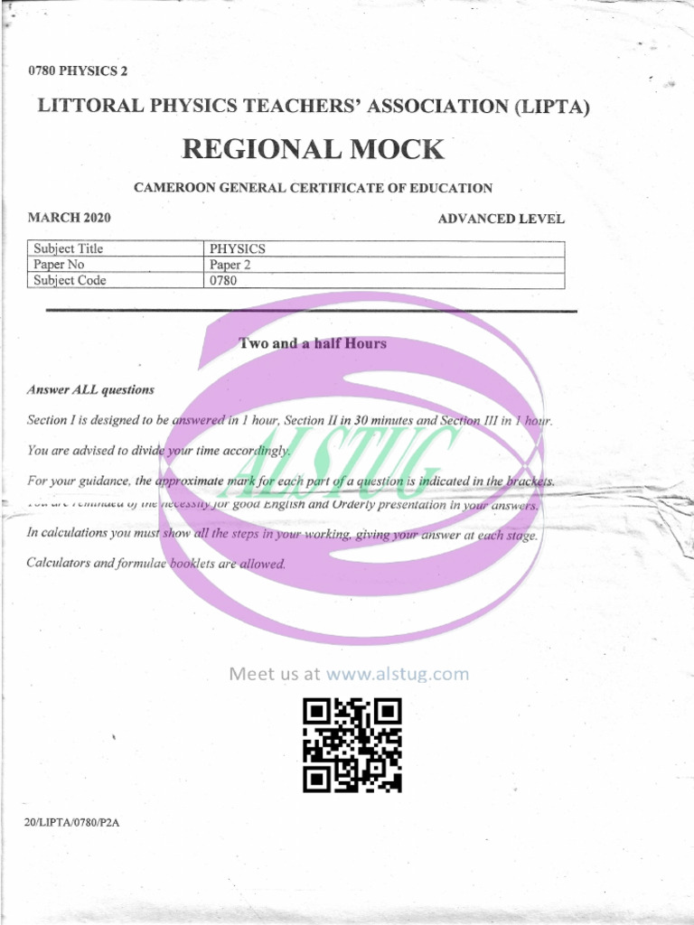 Physics (Littoral Mock) Paper-2 2020 | PDF