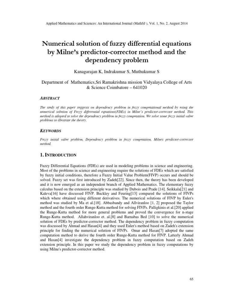 Numerical Solution Of Fuzzy Differential Equations By Milnes Predictor Corrector Method And The