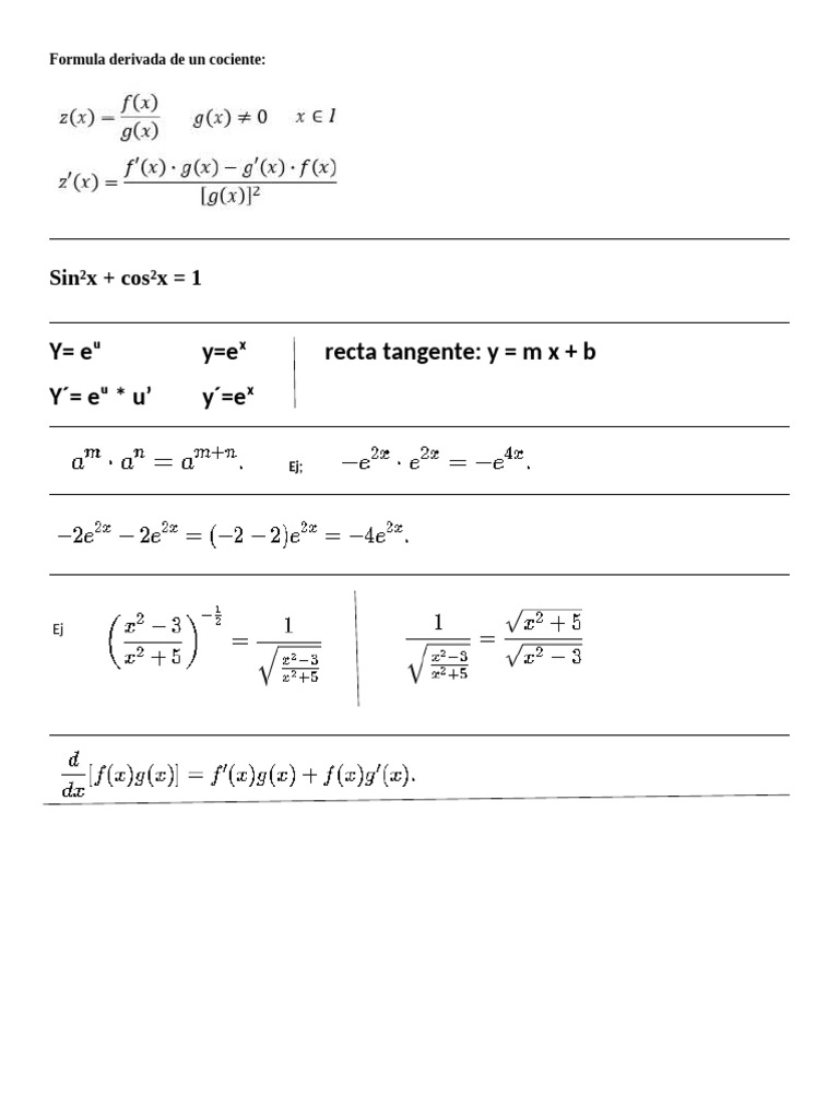 Formulas Calculo | PDF