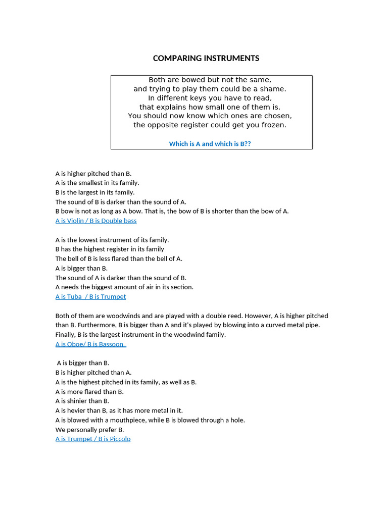 Comparing Instruments | PDF