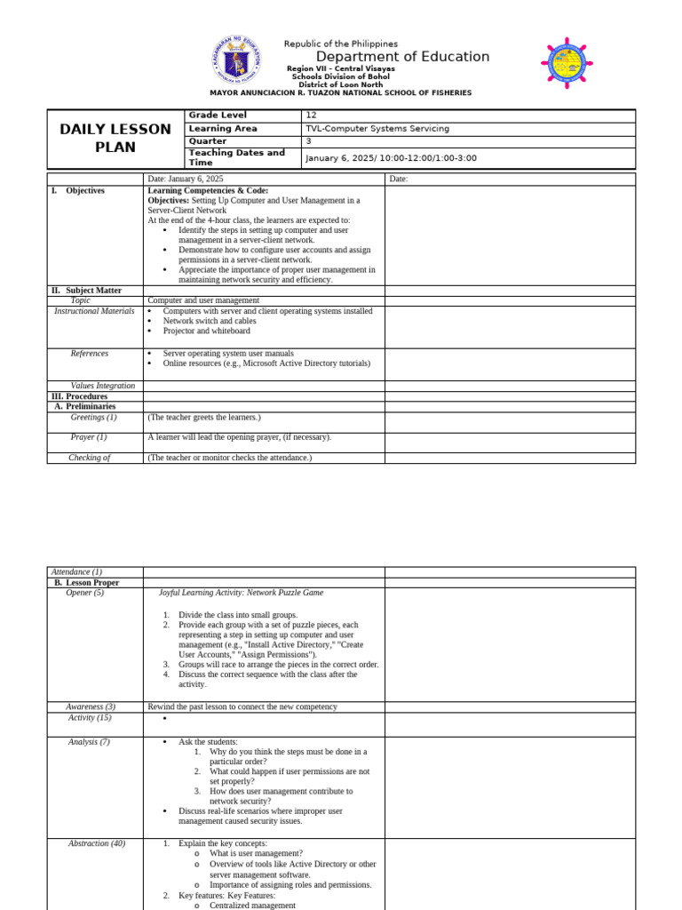 CSS12-LessonPlan - Computer and User Management | PDF | Active Directory | Computer Network