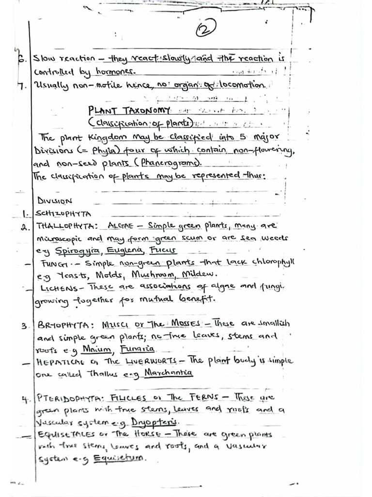 Bio111 Note - Plant - Taxonomy | PDF