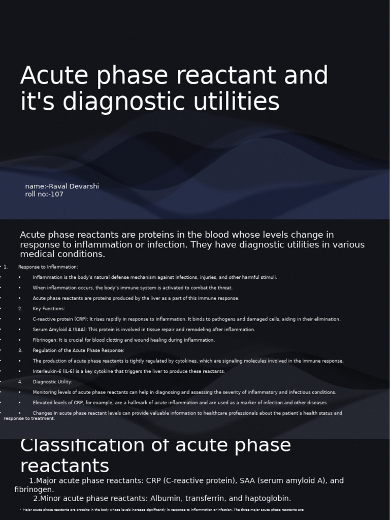 Acute_phase_reactants_and_their_diagnostic_utilities_Roll_no_107 | PDF ...