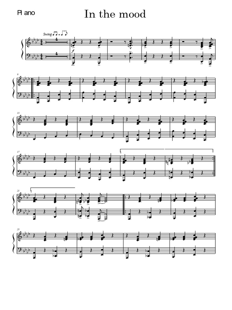 In The Mood - Score - Piano | PDF