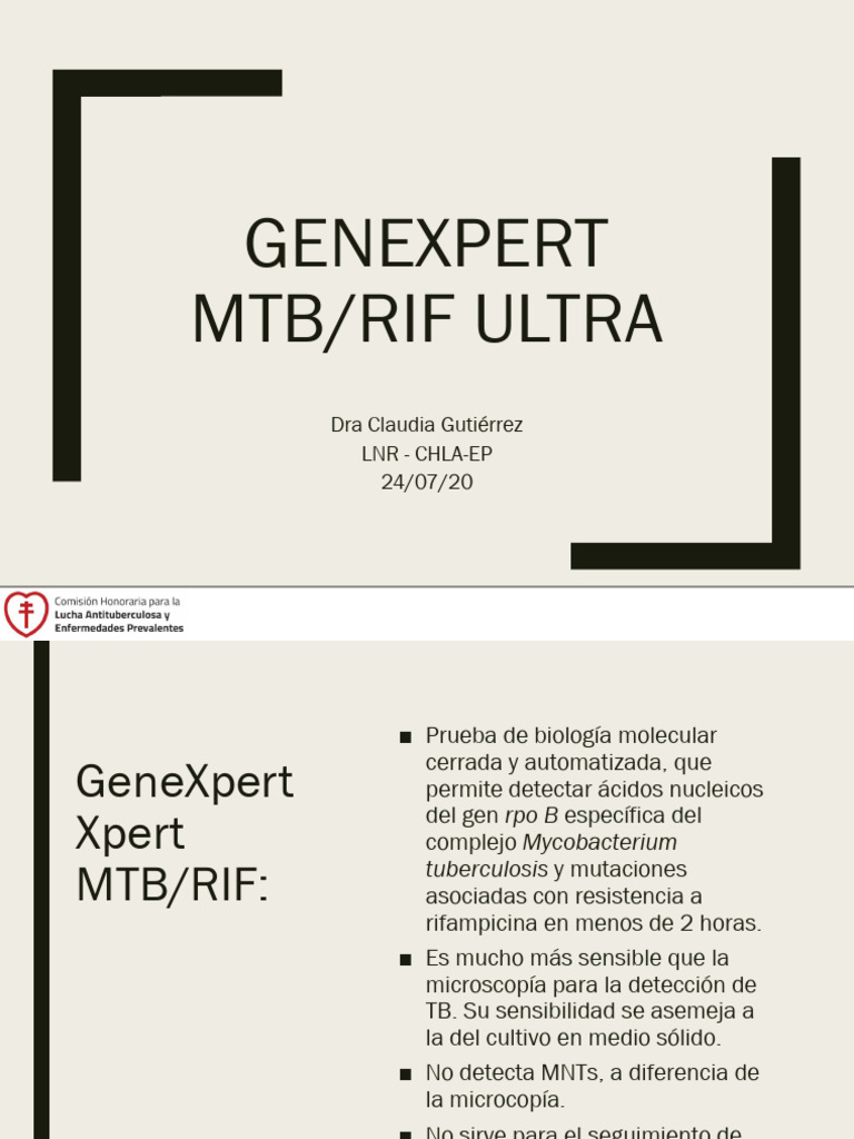 GeneXpert MTB/RIF Ultra: Detección de TB | PDF | Reacción en cadena de ...