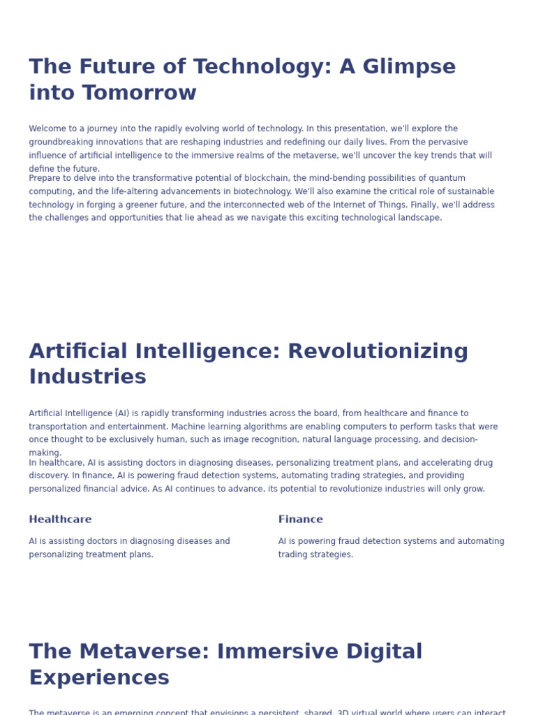 The Future of Technology A Glimpse Into Tomorrow | PDF | Quantum Computing | Efficient Energy Use