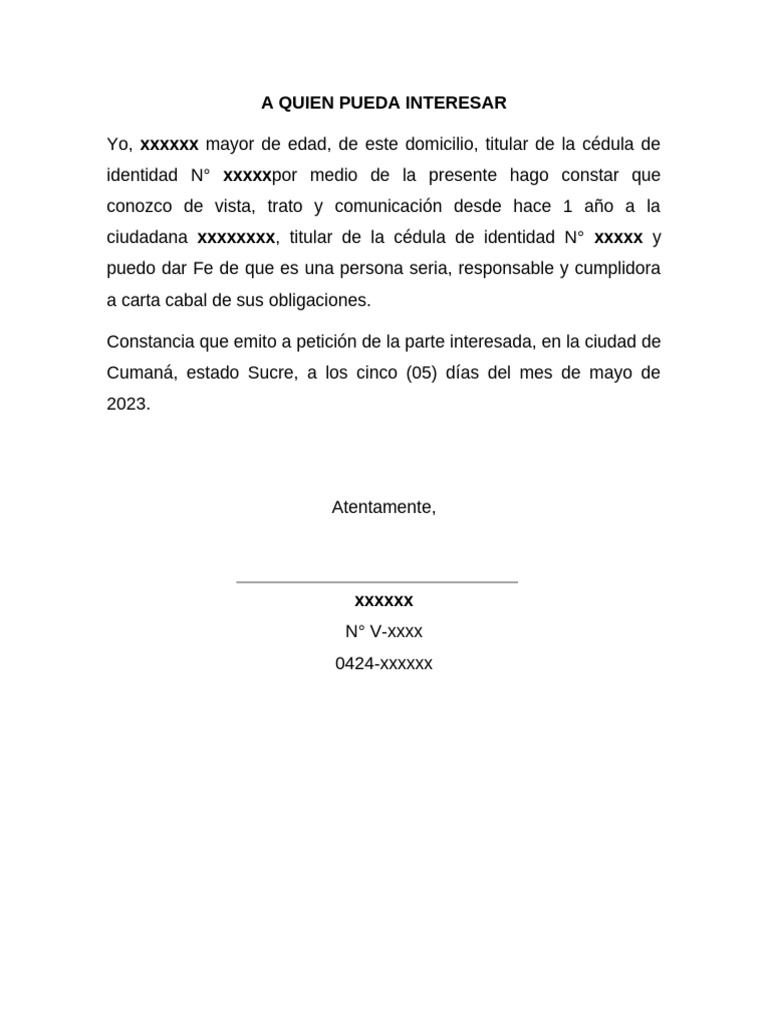 A Quien Pueda Interesar | PDF