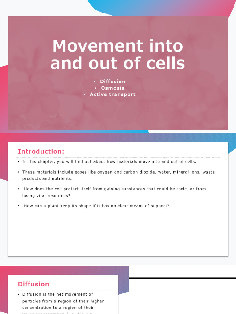 Movement Into and Out of Cells | PDF | Non Equilibrium Thermodynamics ...