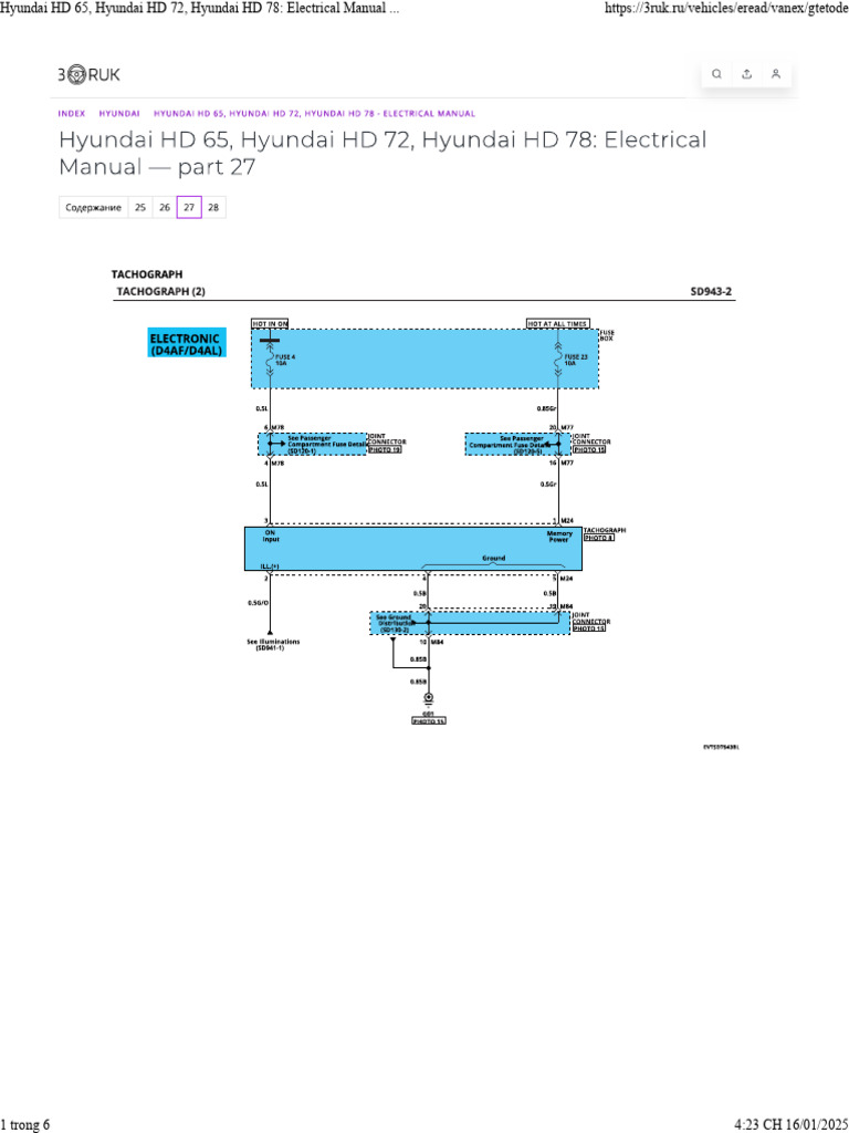 Hyundai HD 65 Electrical Manual | PDF