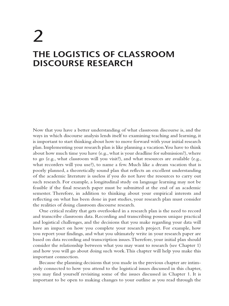 Jenks - 2021 - Logistics of Classroom Discourse | PDF | Methodology | Data