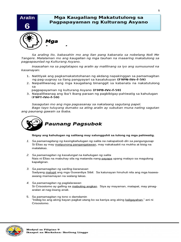 Filipino 9 Q4 Week 6 | PDF