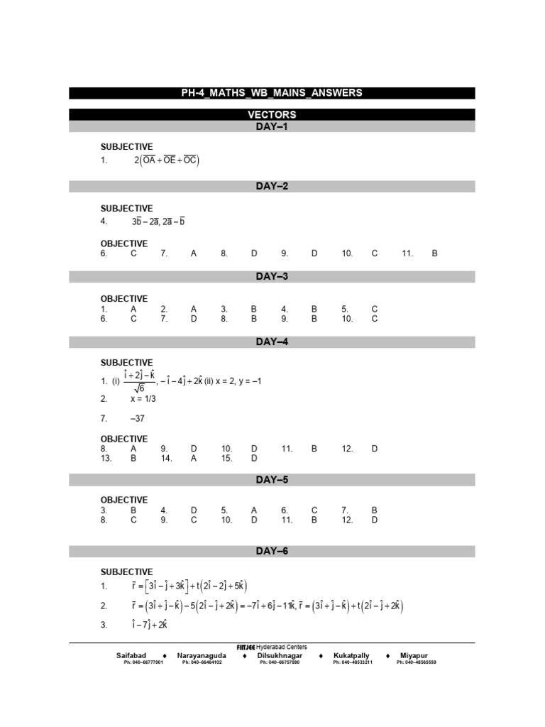 PH-4 Maths WB Mains Answers | PDF | Elementary Mathematics | Euclid
