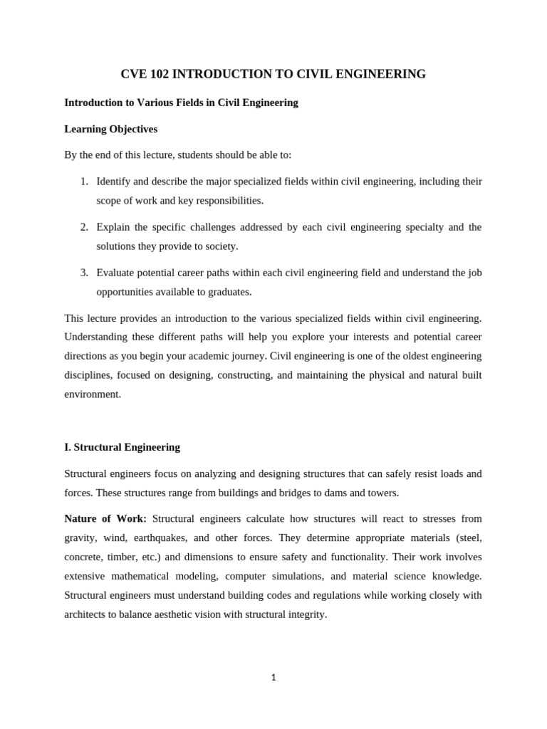 Civil Engineering Fields Overview | PDF | Coast | Geotechnical Engineering