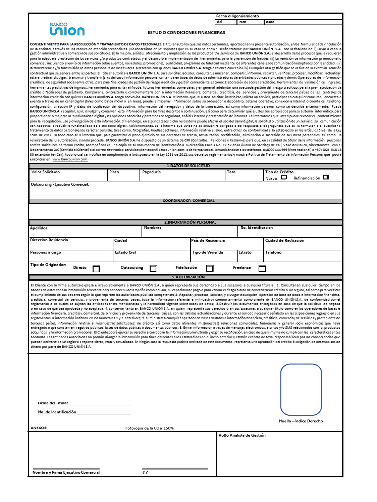 Aut. Consulta Banco Union. Nueva 2024 Virtual | PDF | Bancos | Información