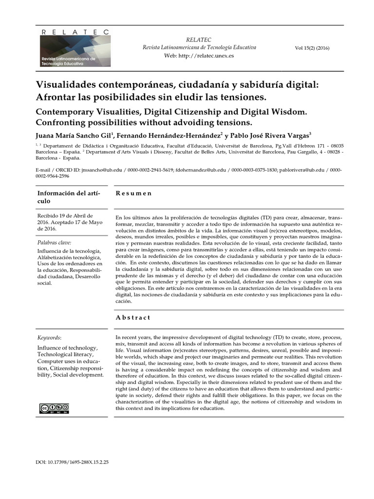 Visualidades Contemporaneas Ciudadania y | PDF | Enseñando | Internet