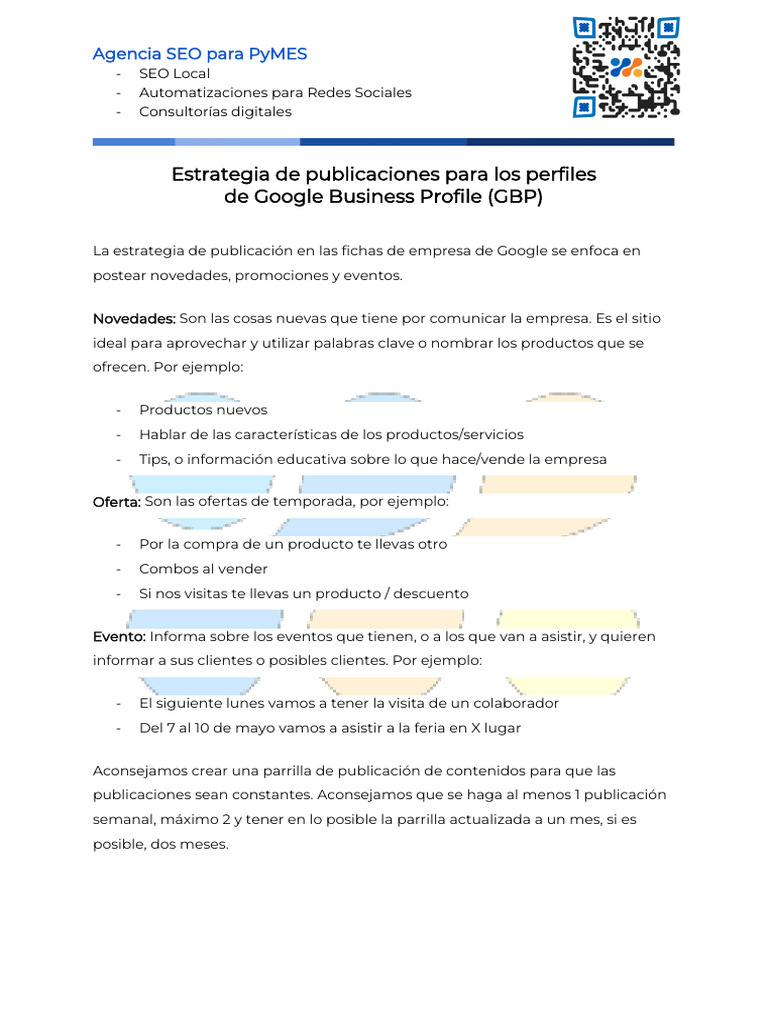 Estrategia publicaciones de la Ficha de Google Business Profile | PDF