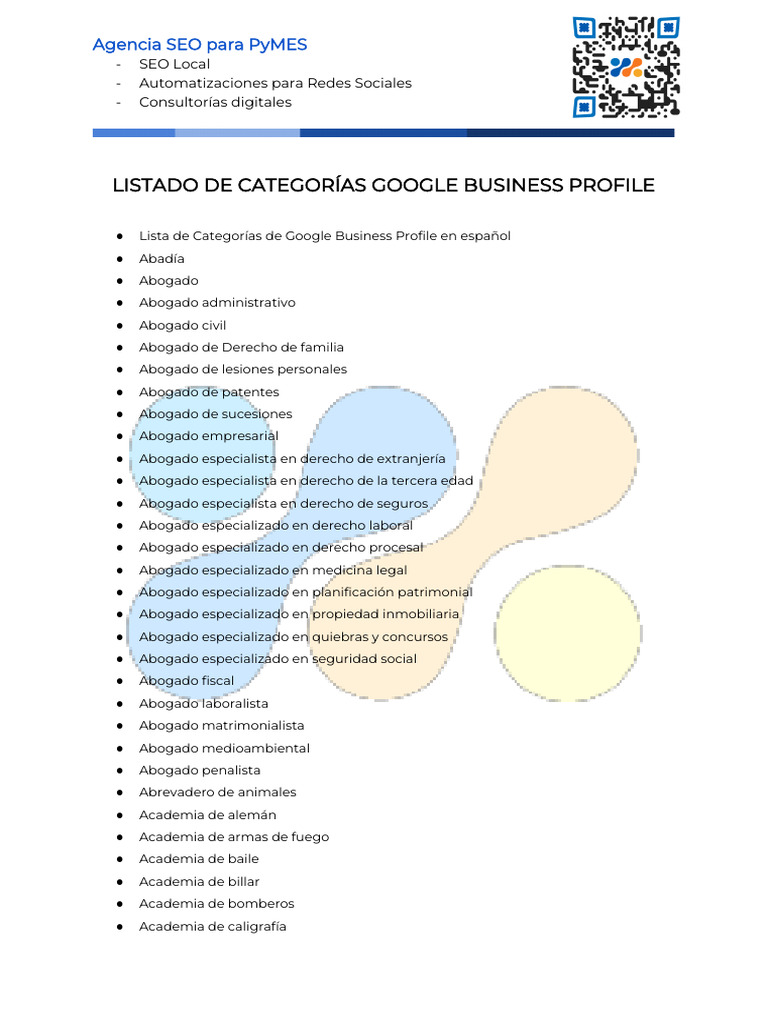 Categorías de Google Business Profile | PDF | Cámping | Agencia de viajes