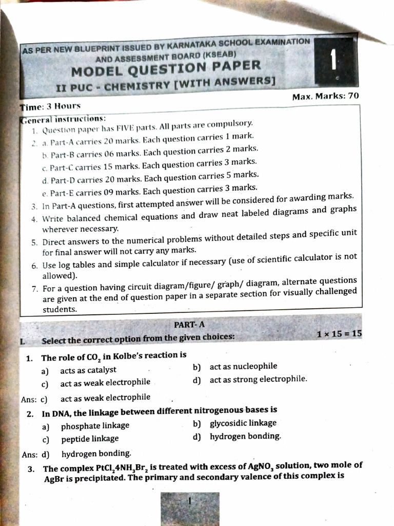 Model Question Paper 1 2024-25 | PDF | Coordination Complex | Pyridine