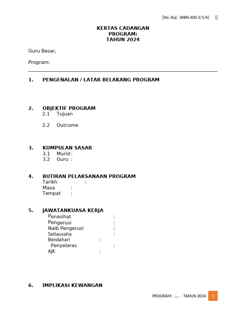 Contoh Kertas Cadangan Program | PDF