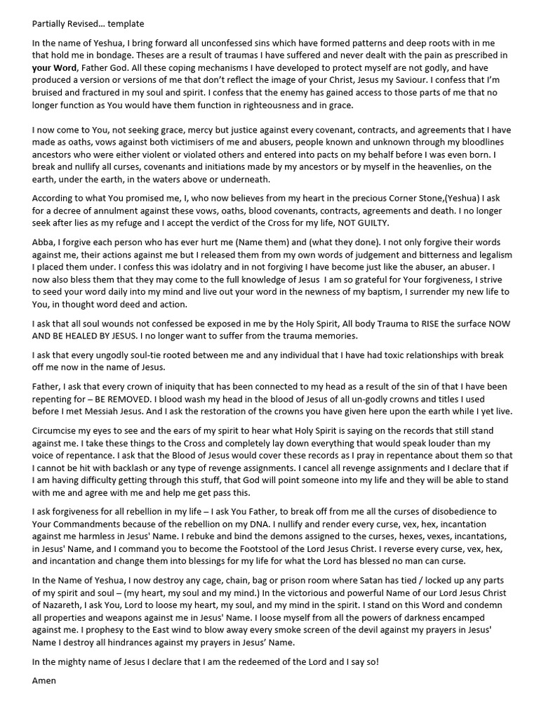 Repentance Template With Forgiveness Included - Revised July 2024 | PDF ...