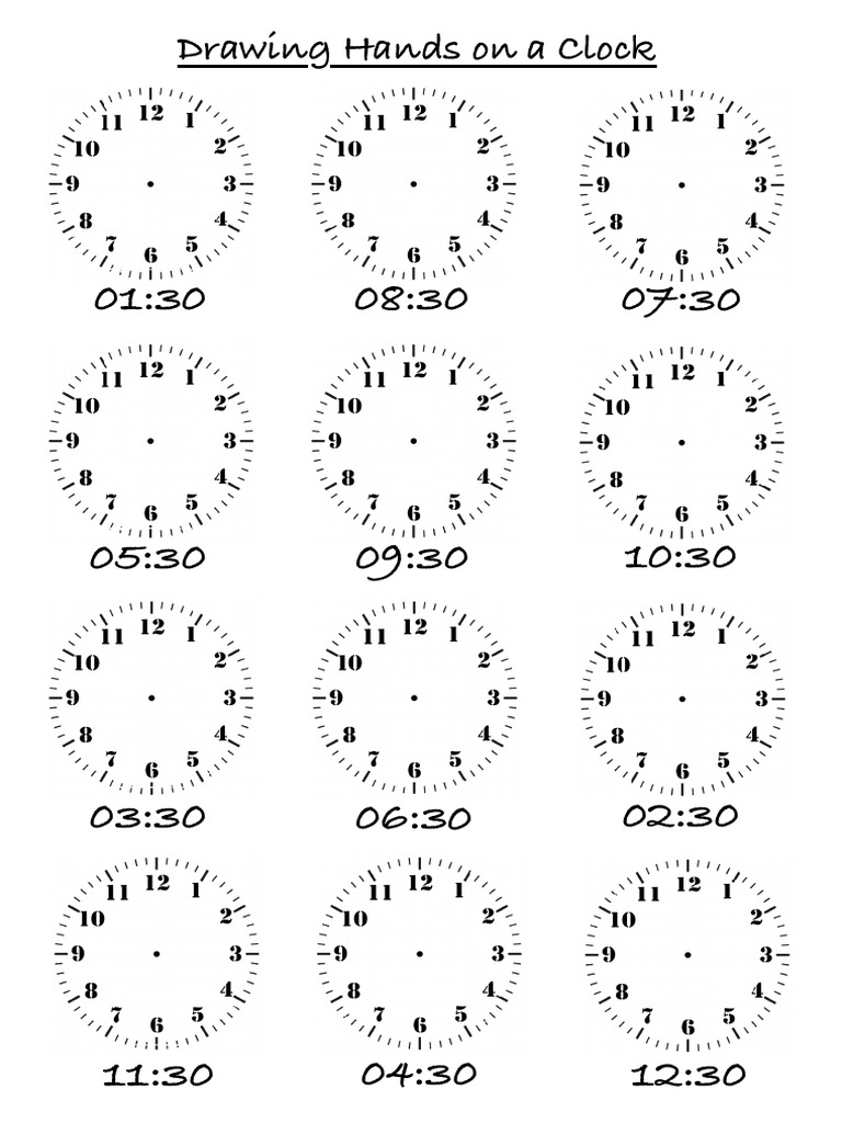 Drawing Hands On The Clock (To The Half Hour) | PDF