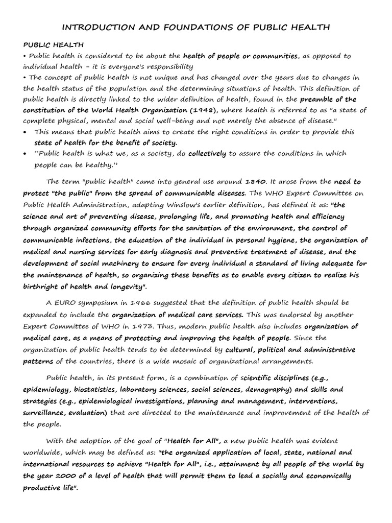 Foundations of Public Health Explained | PDF | Public Health ...