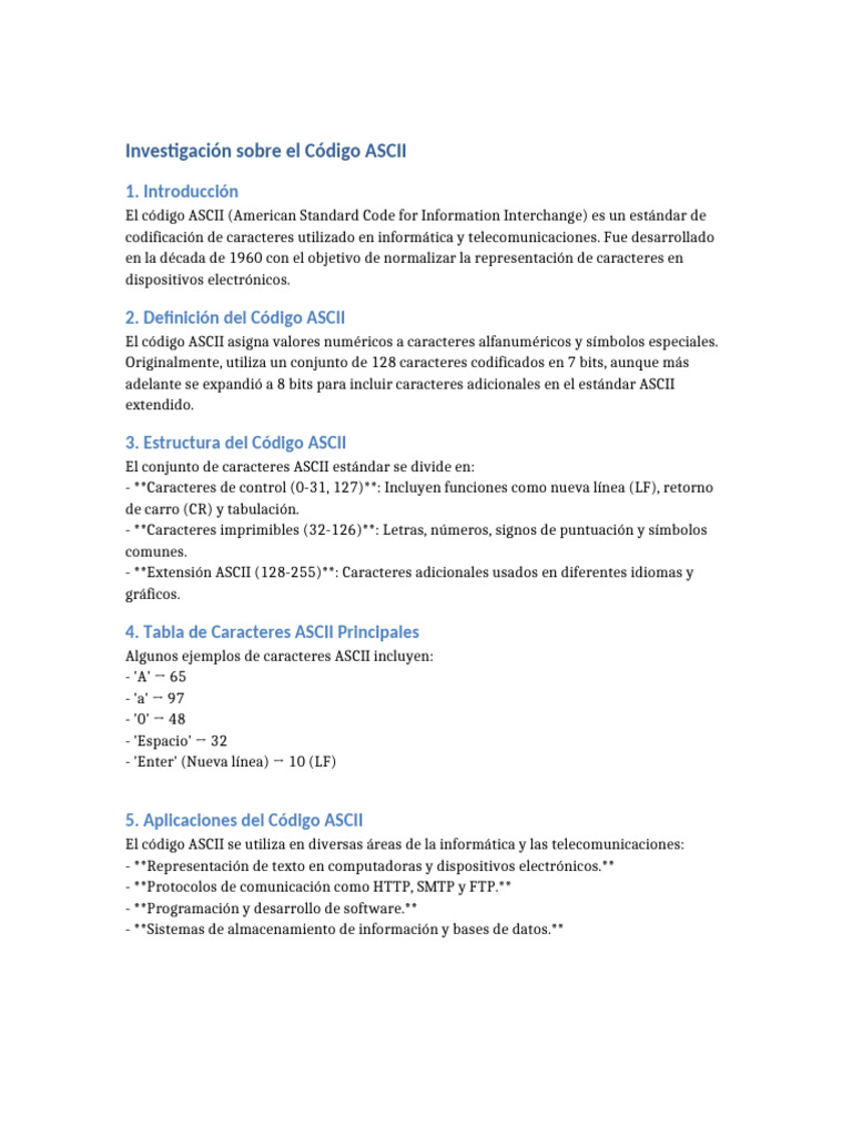 Guía Completa del Código ASCII | PDF | Ascii | Informática