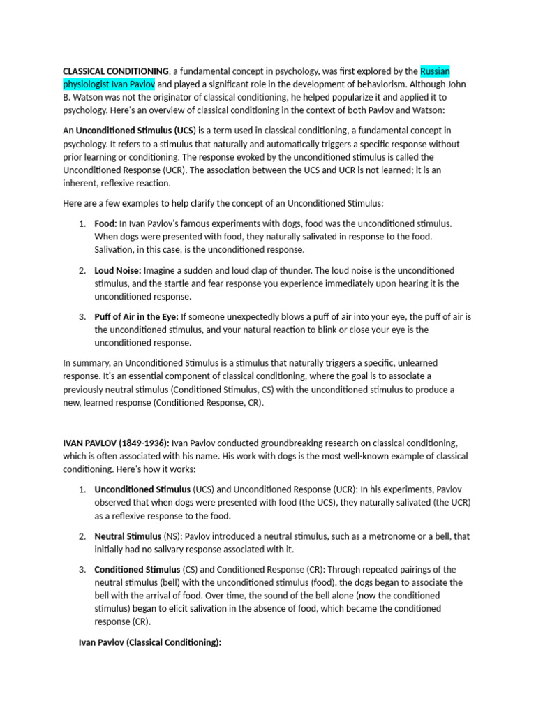 Classical Conditioning | PDF | Classical Conditioning | Constructivism (Philosophy Of Education)