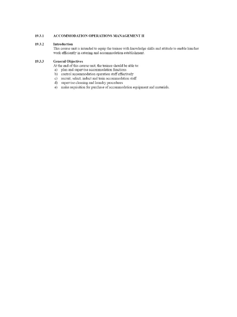 Accommodation Operations Management | PDF