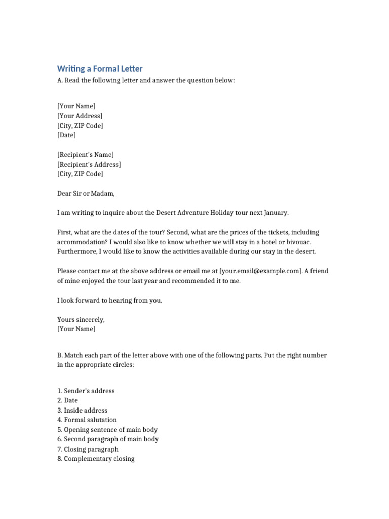 Formal_Letter_Worksheet | PDF